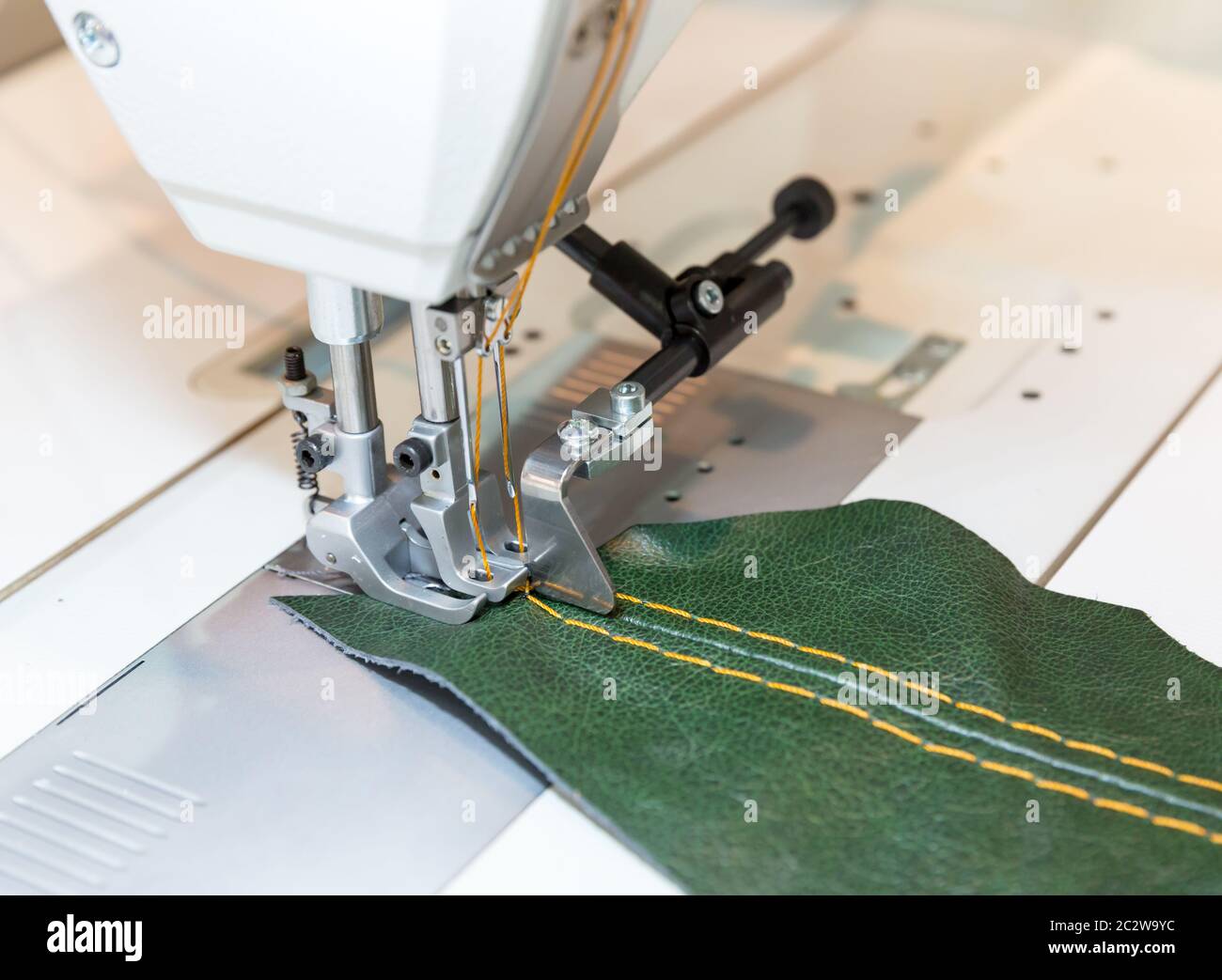 Sewing process in the phase of overstitching closeup picture Stock ...