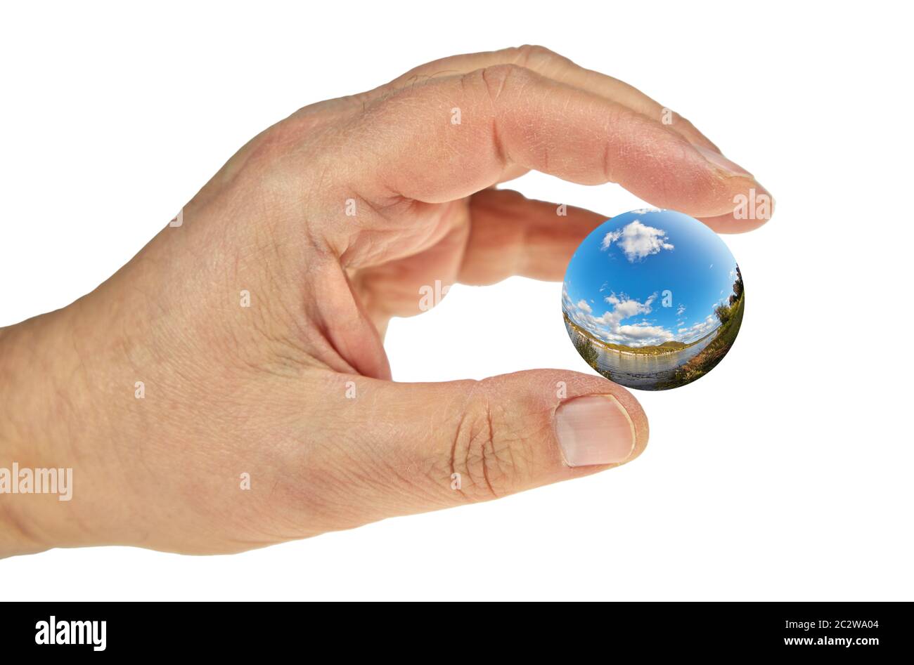 Hand with landscape Stock Photo - Alamy
