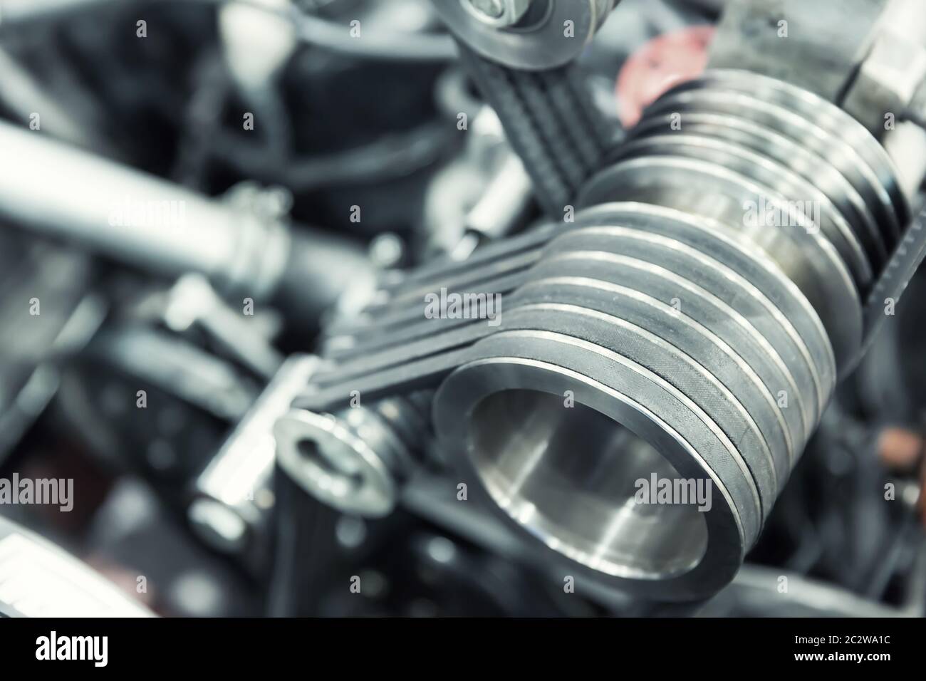Closeup of a powerful car engine parts Stock Photo - Alamy