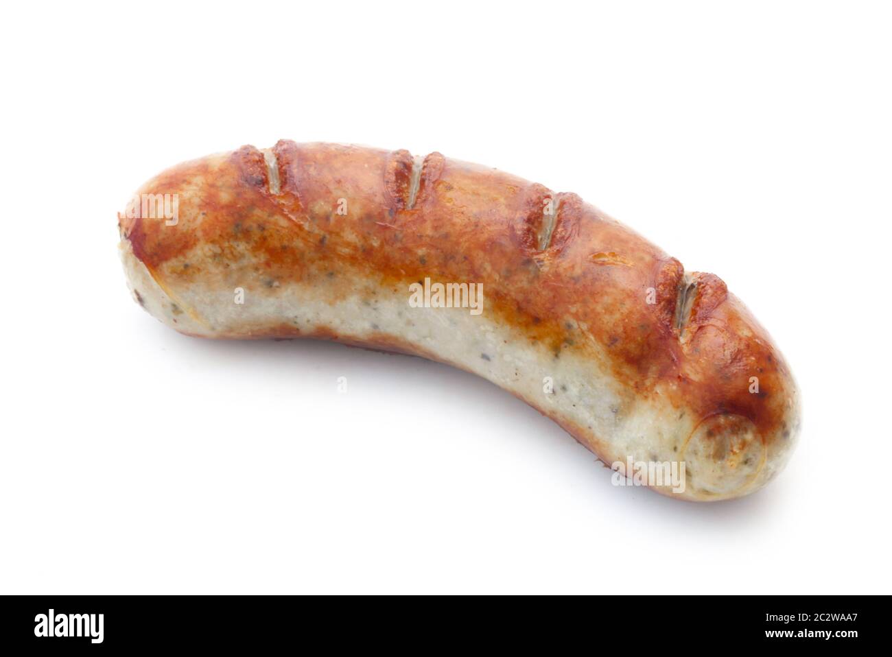 Fried Bratwurst Isolated On White Stock Photo - Alamy