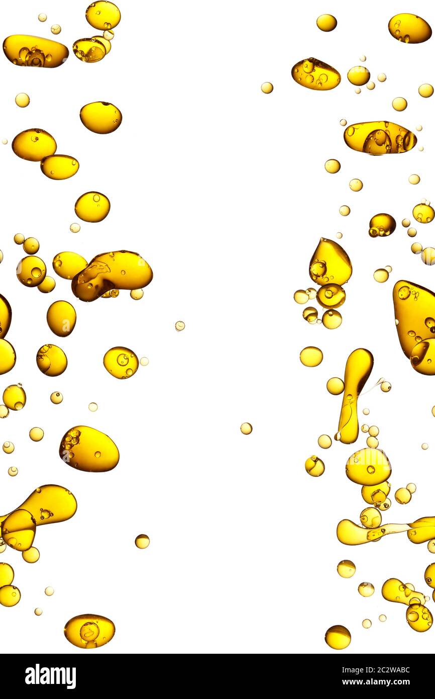 Oil Bubbles Isolated on White Background, Closeup Collagen Emulsion in ...