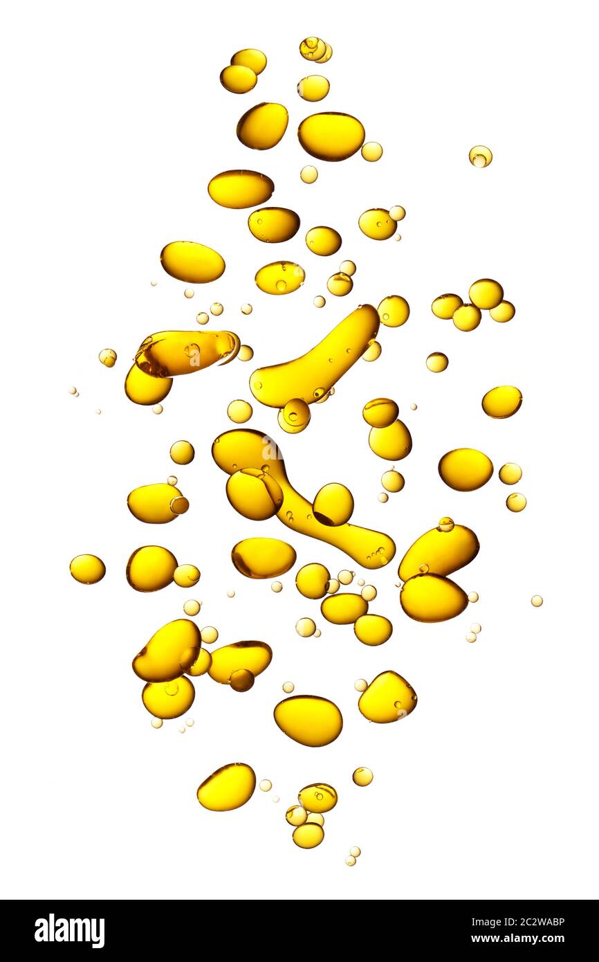 Oil Bubbles Isolated on White Background, Closeup Collagen Emulsion in ...