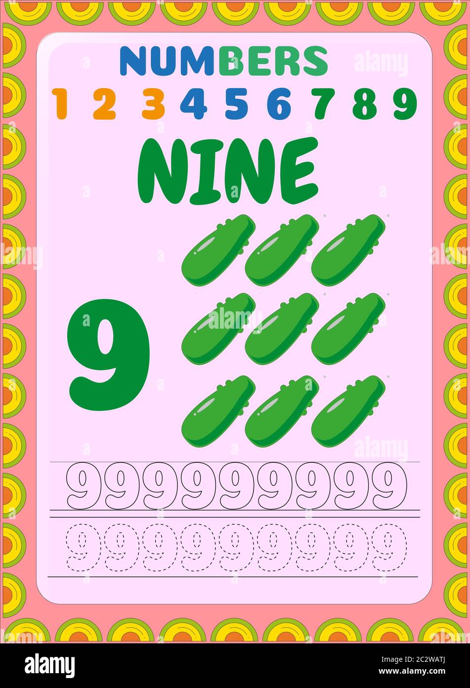 Preschool and toddler math with cucumber design Stock Vector Image ...