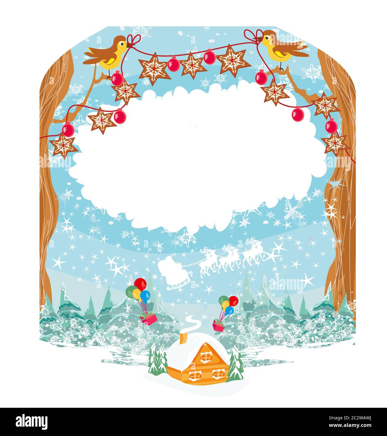 Christmas card birds santa gift hi-res stock photography and images - Alamy