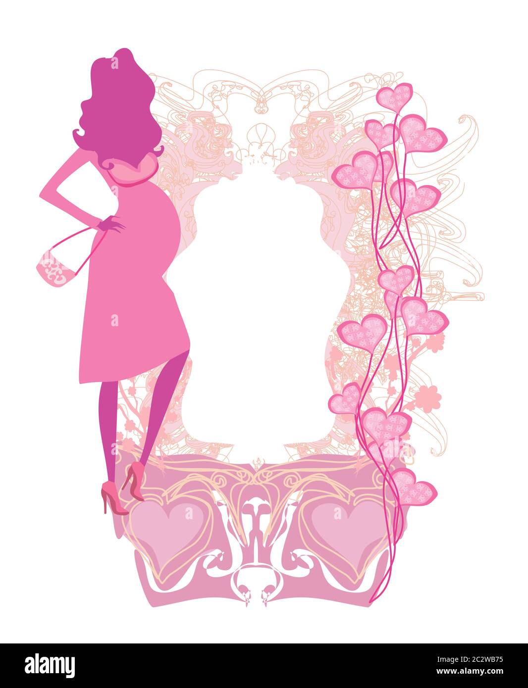 Pregnant woman on shopping, abstract decorative frame Stock Photo - Alamy