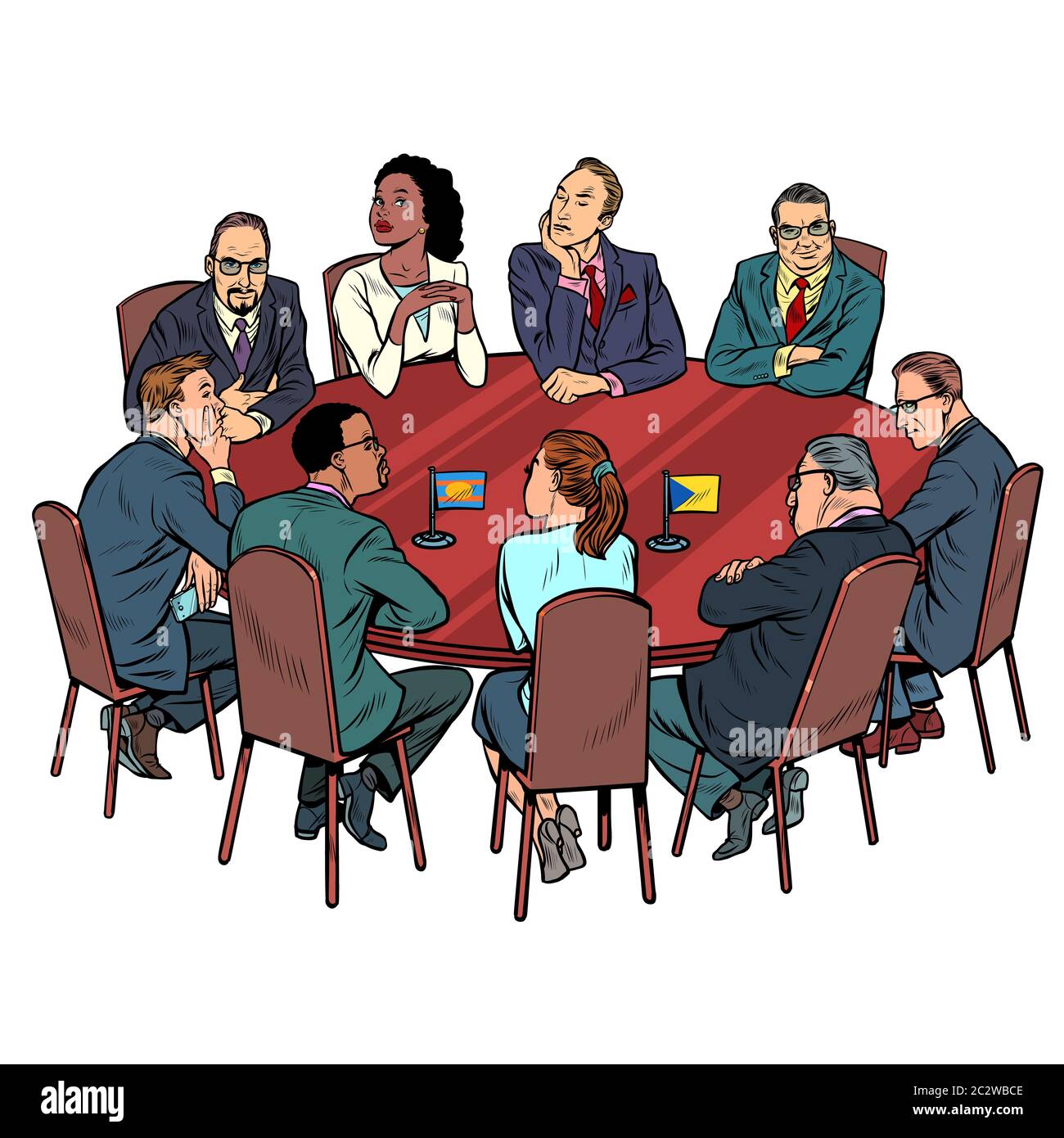 international negotiations diplomats. Pop art retro vector illustration ...