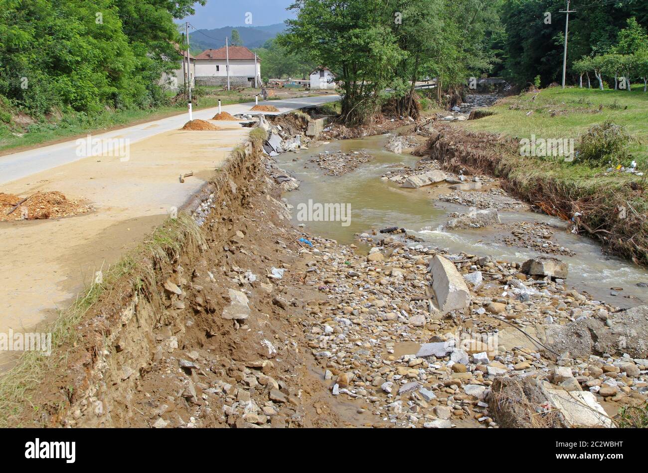 Debris Left After River Flood Natural Disaster Stock Photo - Alamy