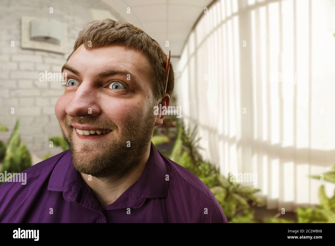Funny man in the office Stock Photo - Alamy