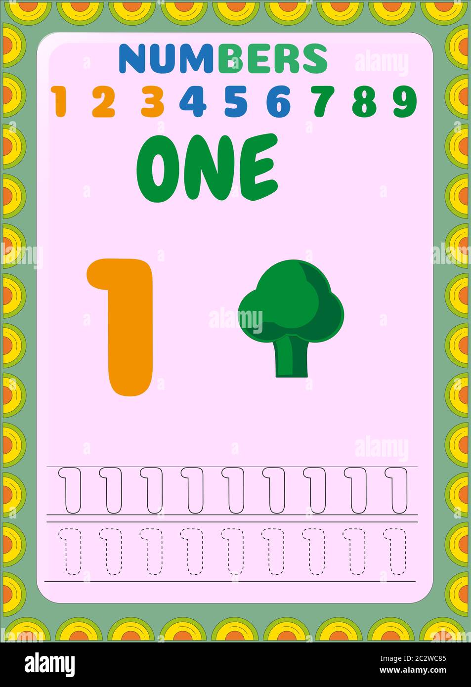 Preschool and toddler math with broccoli design Stock Vector Image ...