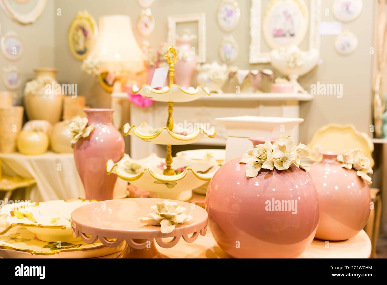 Nice ceramic vases in luxury pastel colors interior closeup picture ...