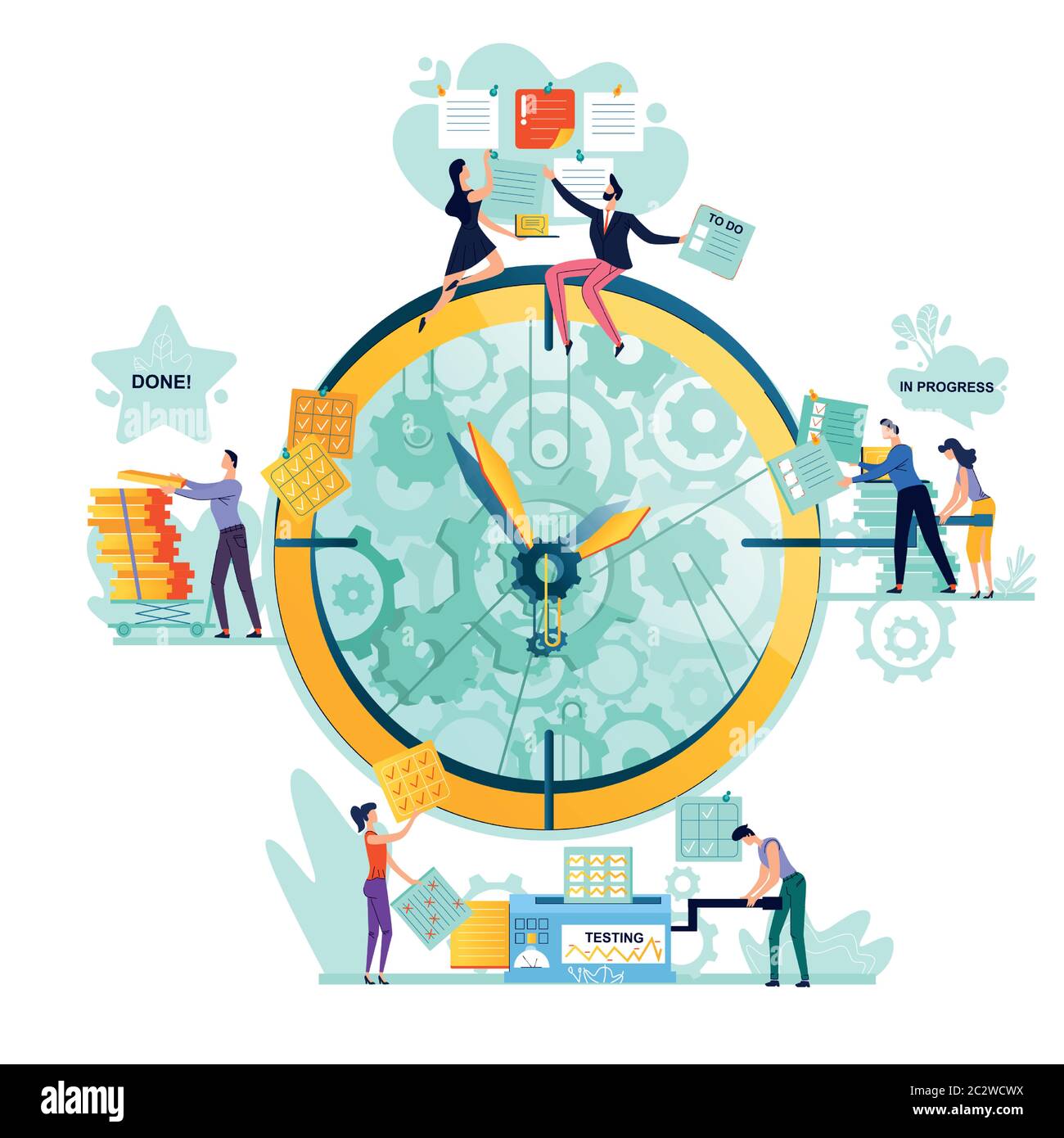 Deadline, time management, teamwork and business mechanisms concept ...