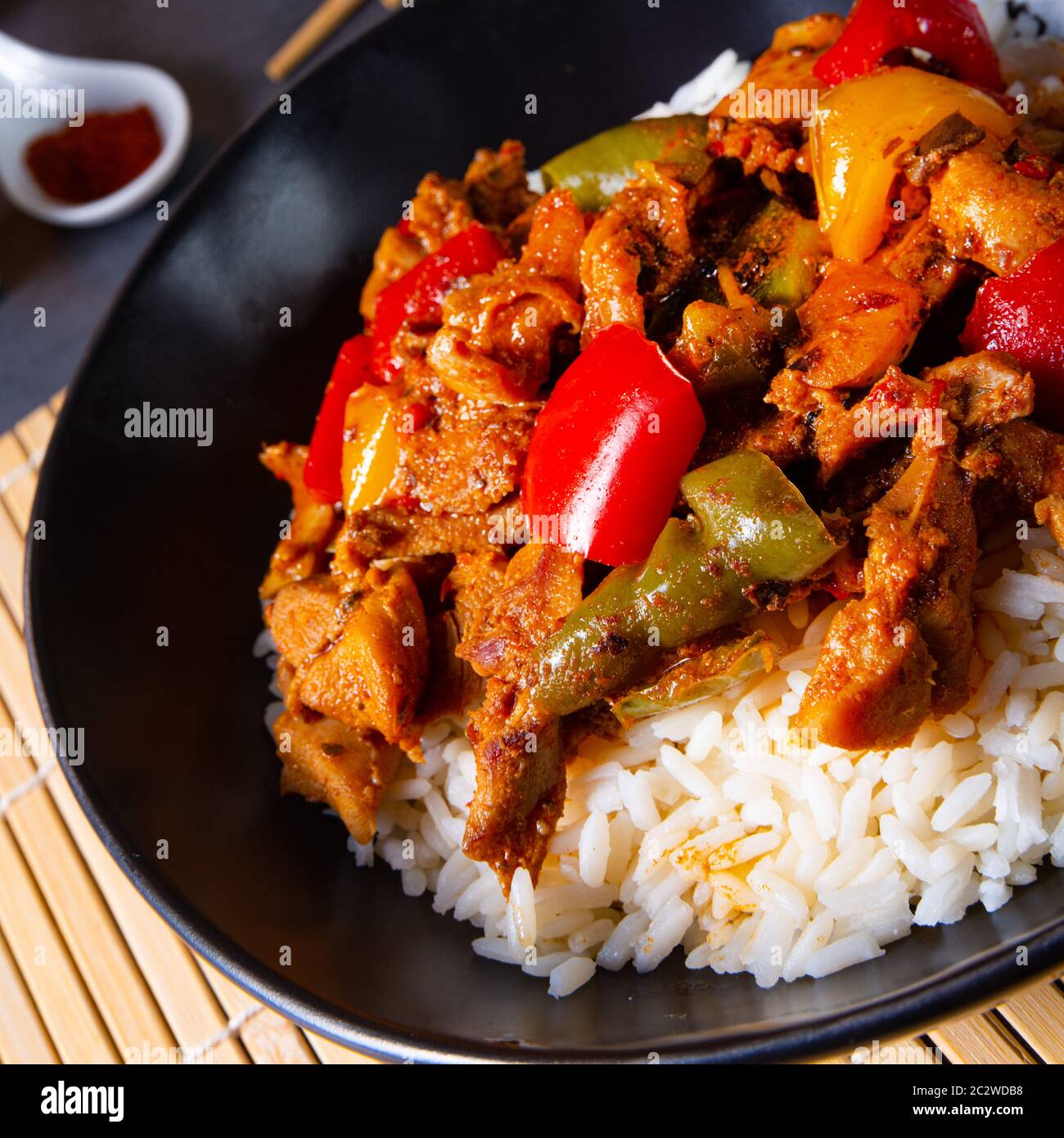 Hot roasted chicken with rice and vegetables Stock Photo - Alamy