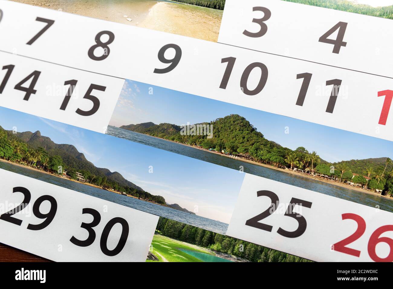 Calendar with lake and mountains Stock Photo - Alamy