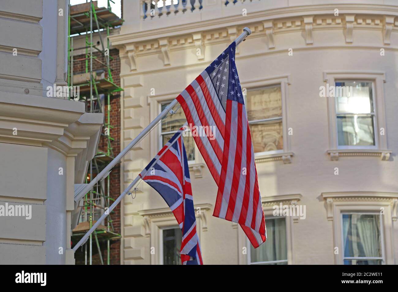 Uk and Usa Flags Together in London Stock Photo - Alamy