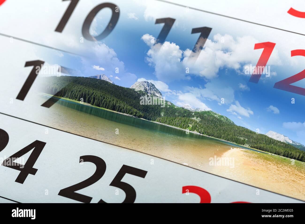 Calendar with beautiful mountains landscape Stock Photo - Alamy