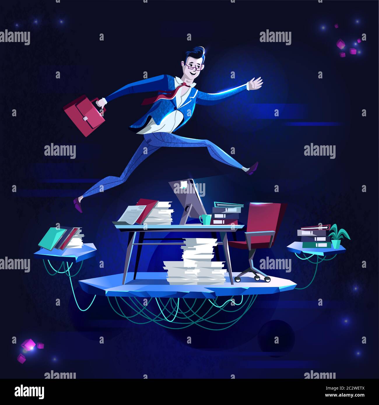 Business - running overcoming obstacles, concept vector cartoon ...