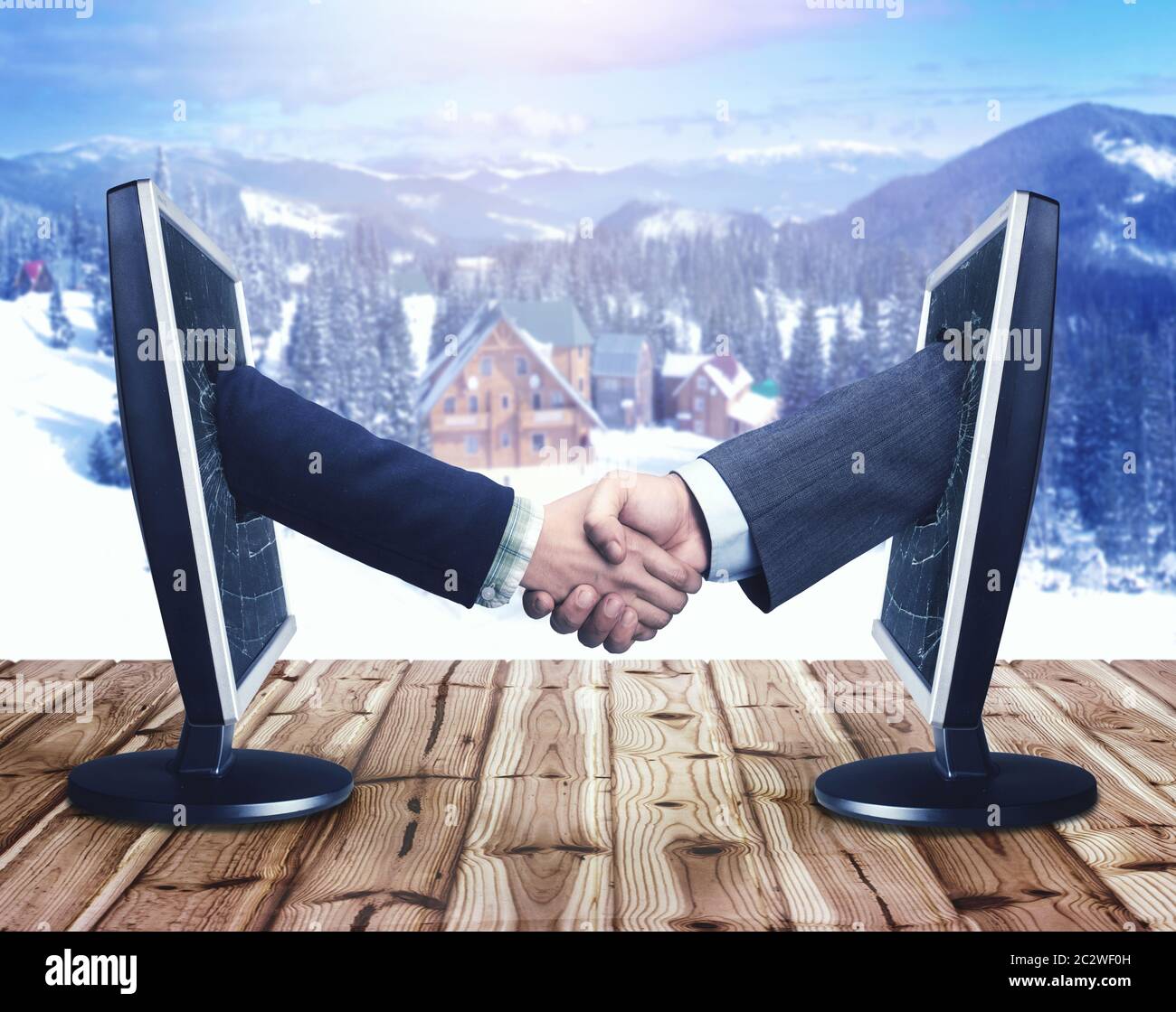 Handshake Through Monitor High Resolution Stock Photography and Images ...