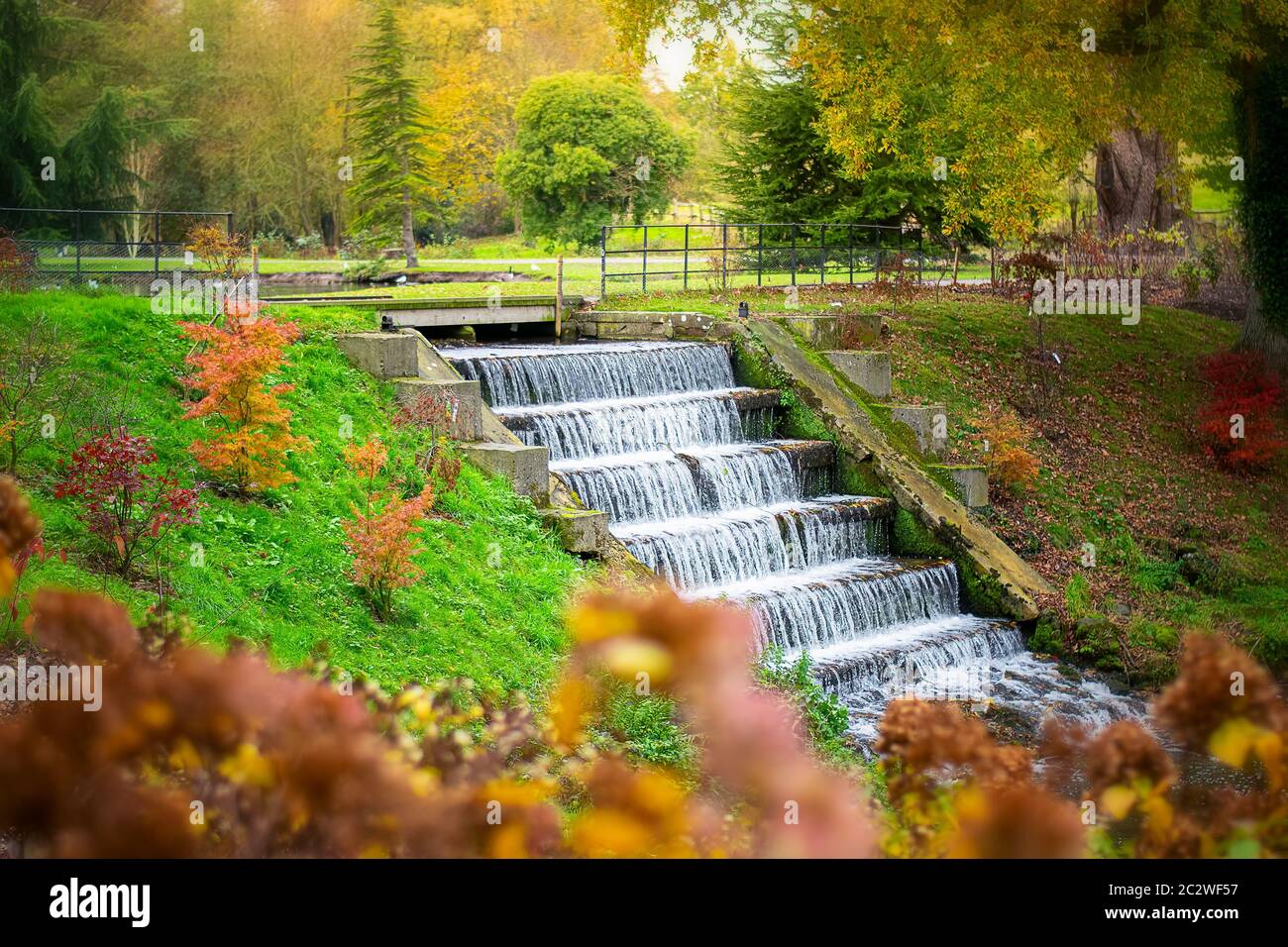 Waterfall on the grounds of Leeds castle Stock Photo - Alamy