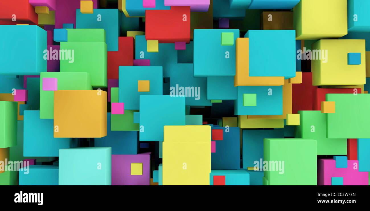 Poster with Random Cubes and Colors Stock Photo - Alamy