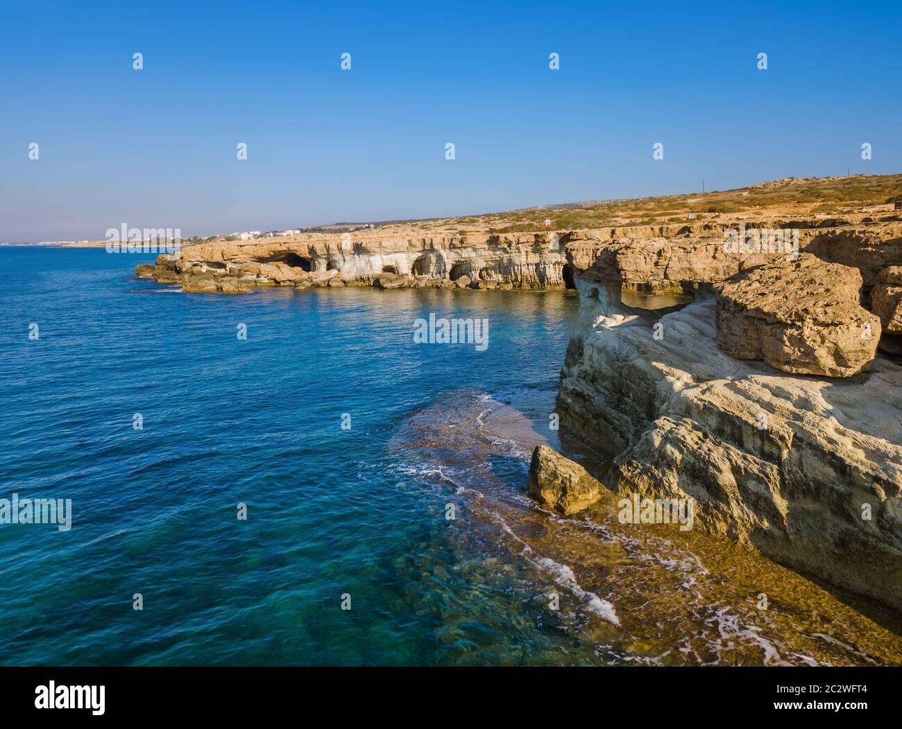 Famous Sea Caves in Ayia Napa Cyprus - aerial view Stock Photo - Alamy