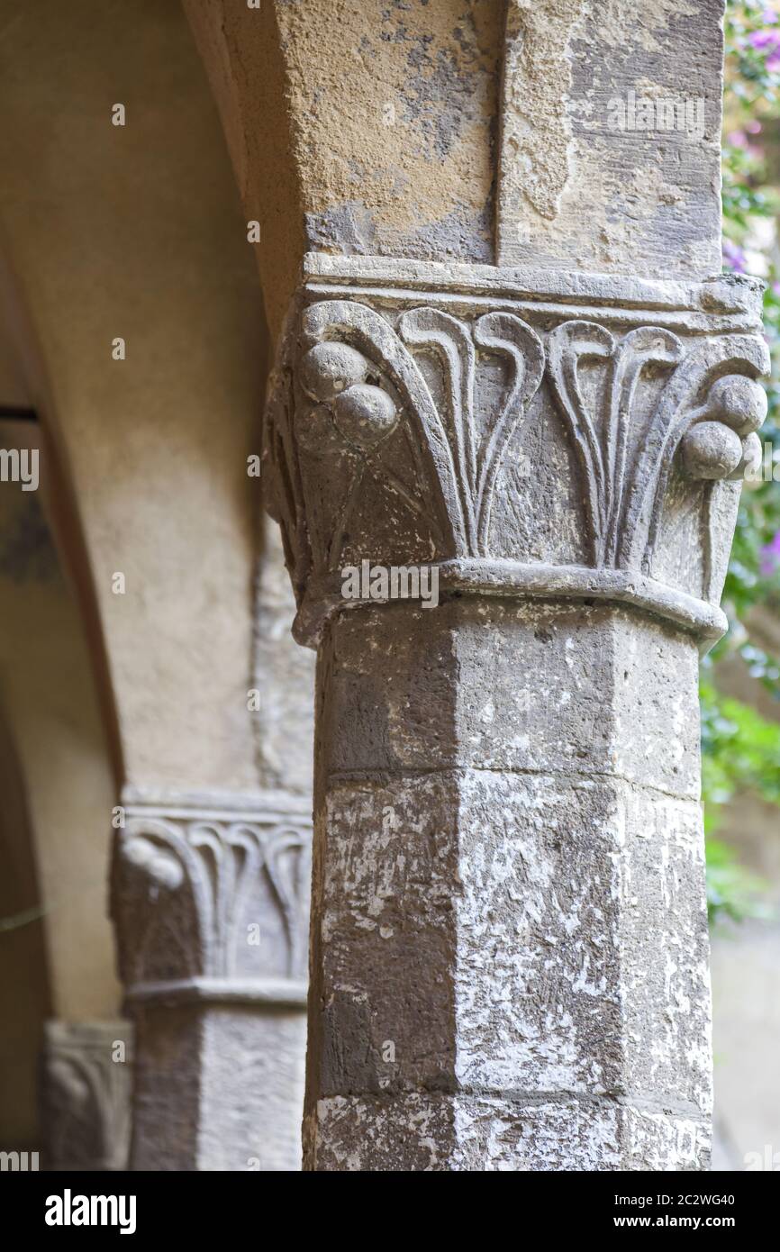 Columns in the cloister of the monastery San Francesco, Sorrento Stock ...