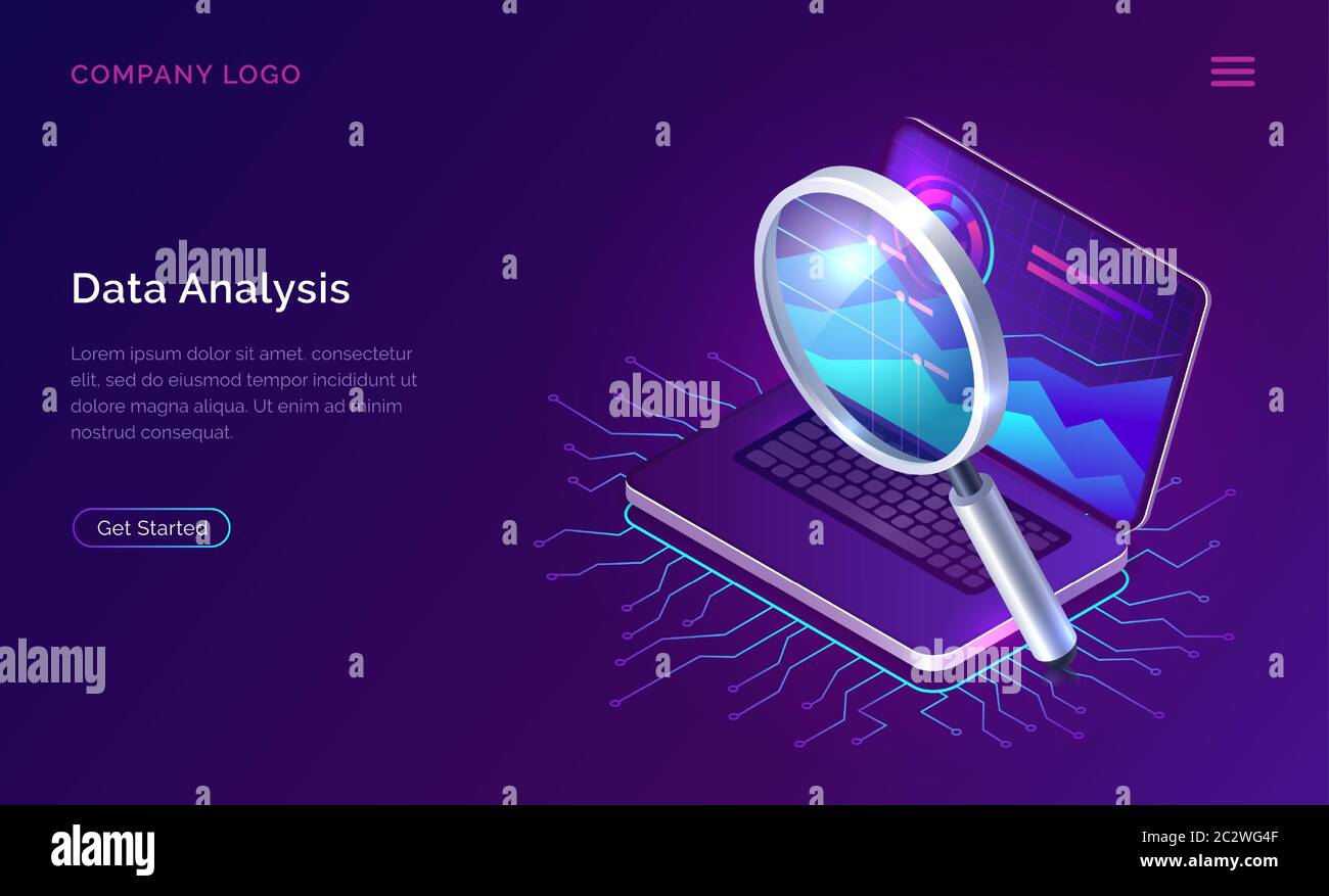 Data analysis, search engine optimization or SEO isometric concept ...