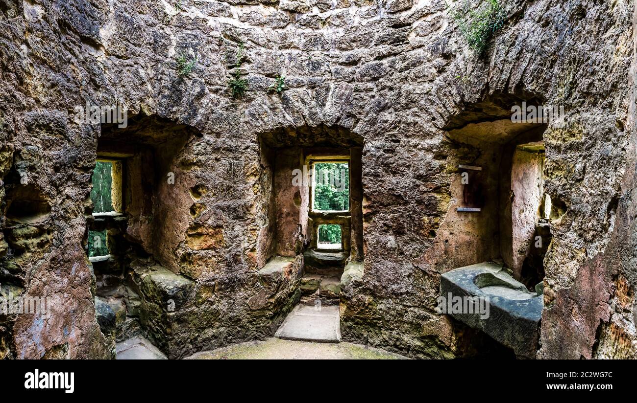 Old castle ruins, ancient stone house. Traditional european ...