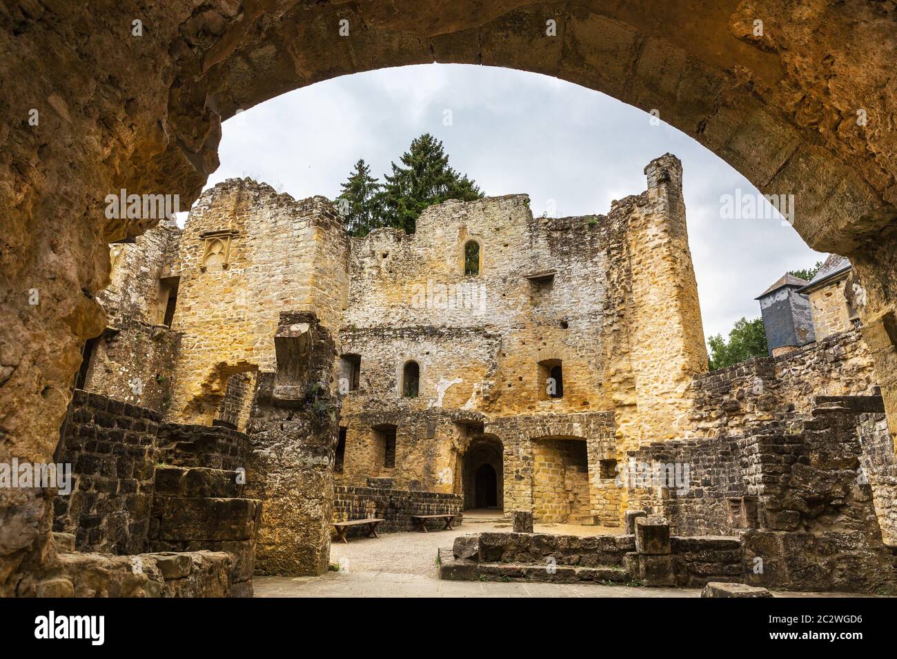 Old castle ruins, ancient stone building, Europe. Traditional european ...