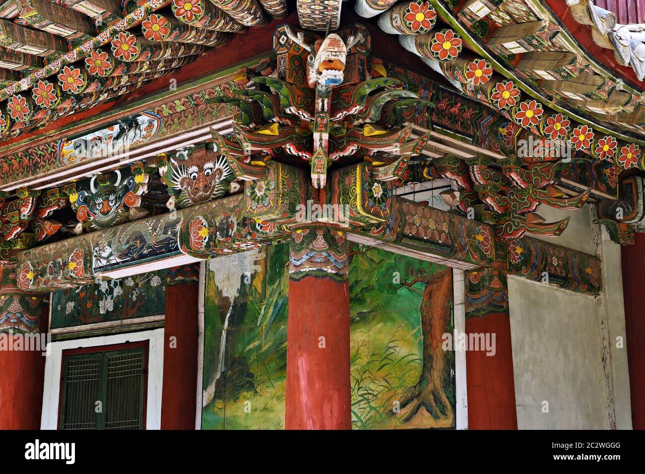 A typical example of wooden medieval architecture, wood carving and ...