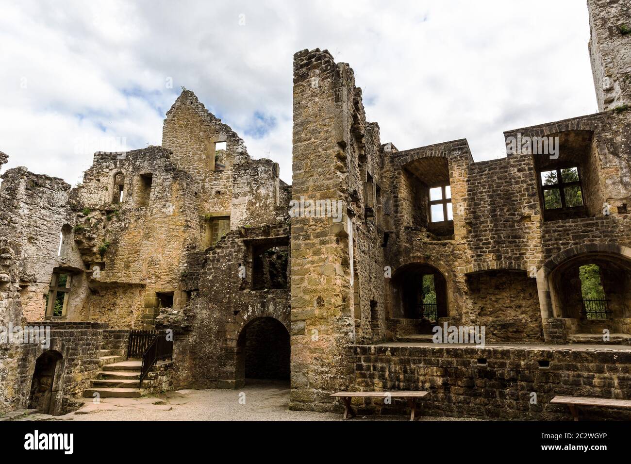 Old castle ruins, ancient stone building, Europe, panorama. Traditional ...