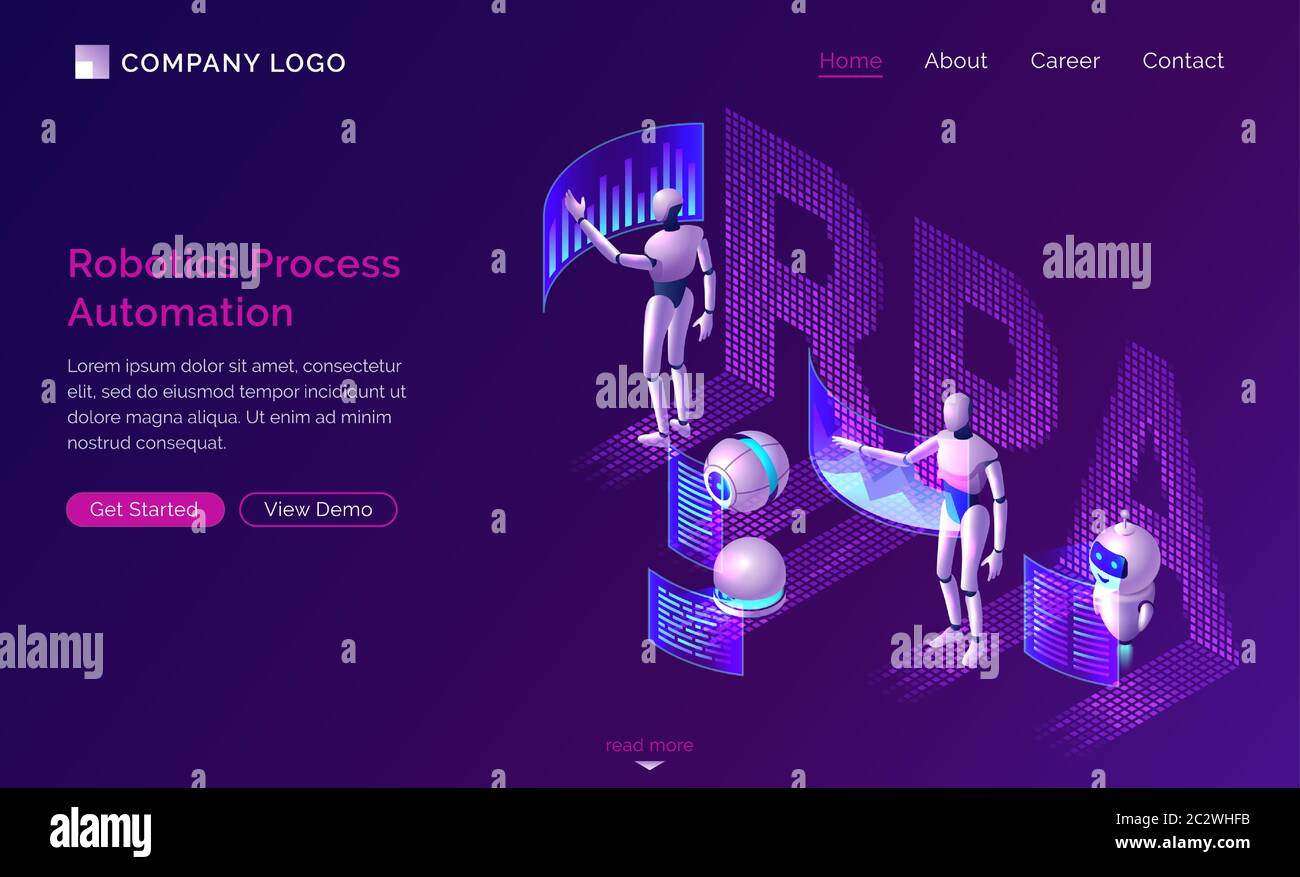 Robotic process automation or rpa isometric concept vector. Artificial ...