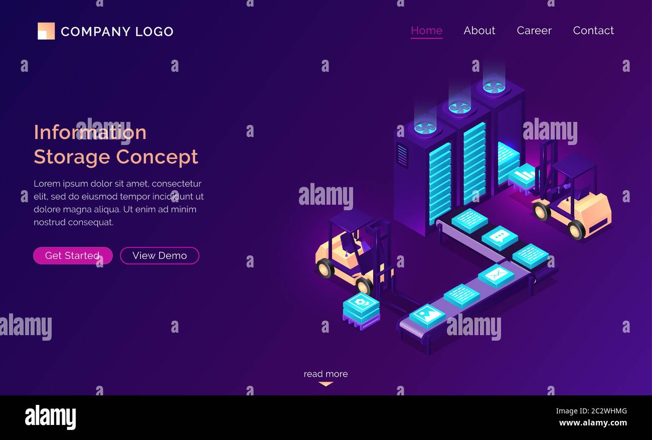 Information storage isometric concept, technology vector illustration ...