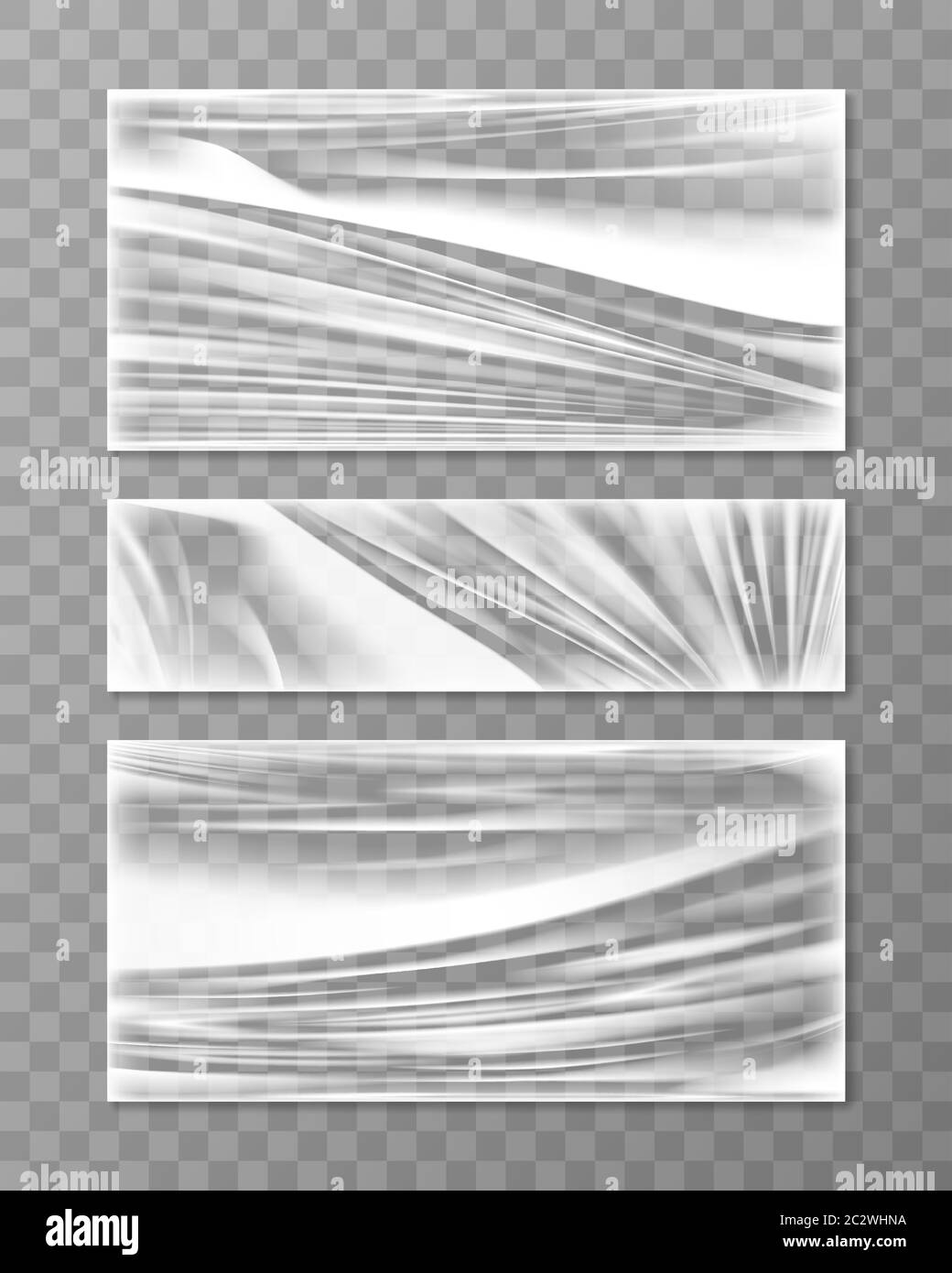 Stretched cellophane banner, realistic crumpled or folded texture ...