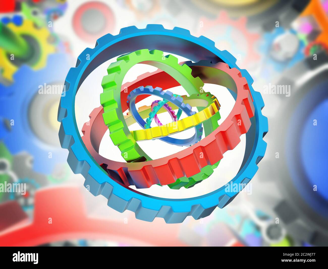 3D mechanism of various colorful gears Stock Photo - Alamy