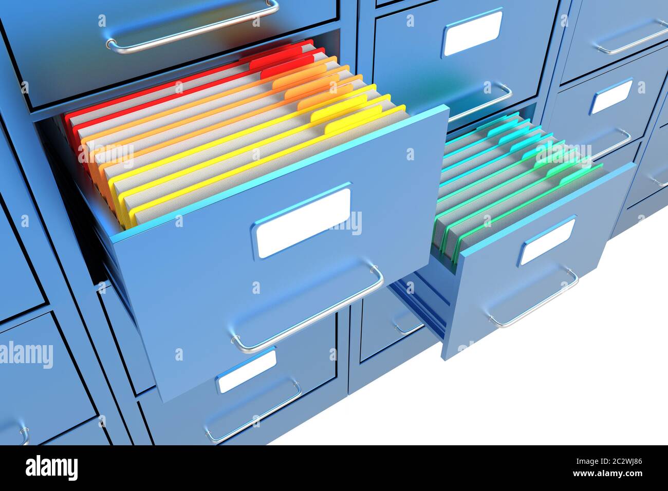 Folders in the open file cabinet Stock Photo - Alamy