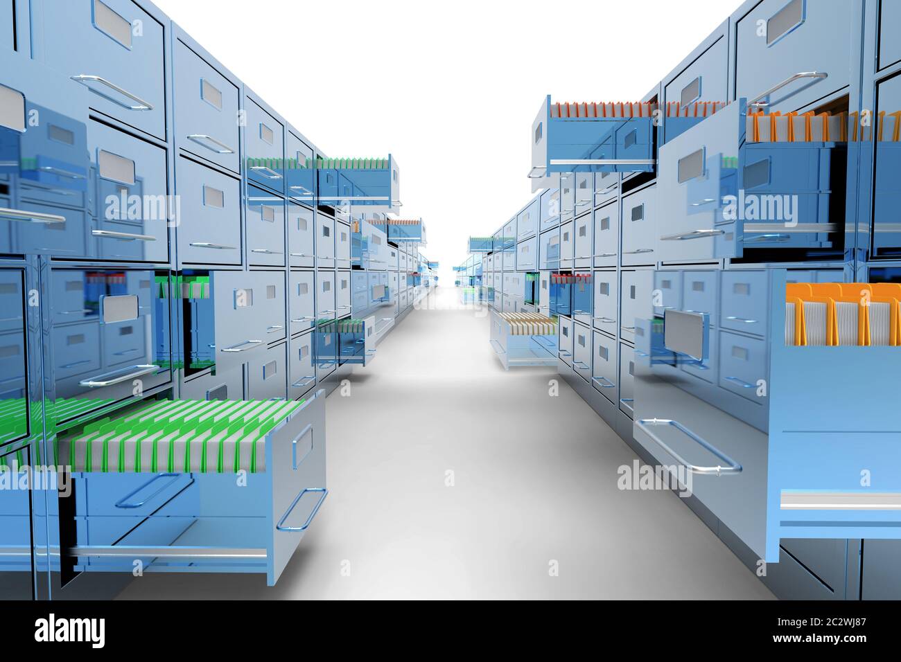 Classic blue file cabinet isolated on white background Stock Photo - Alamy