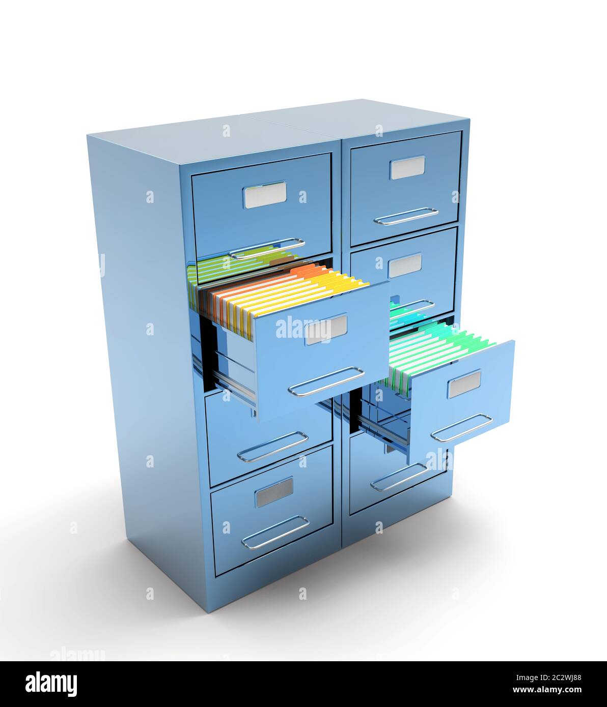 Double file cabinet isolated on white background Stock Photo - Alamy