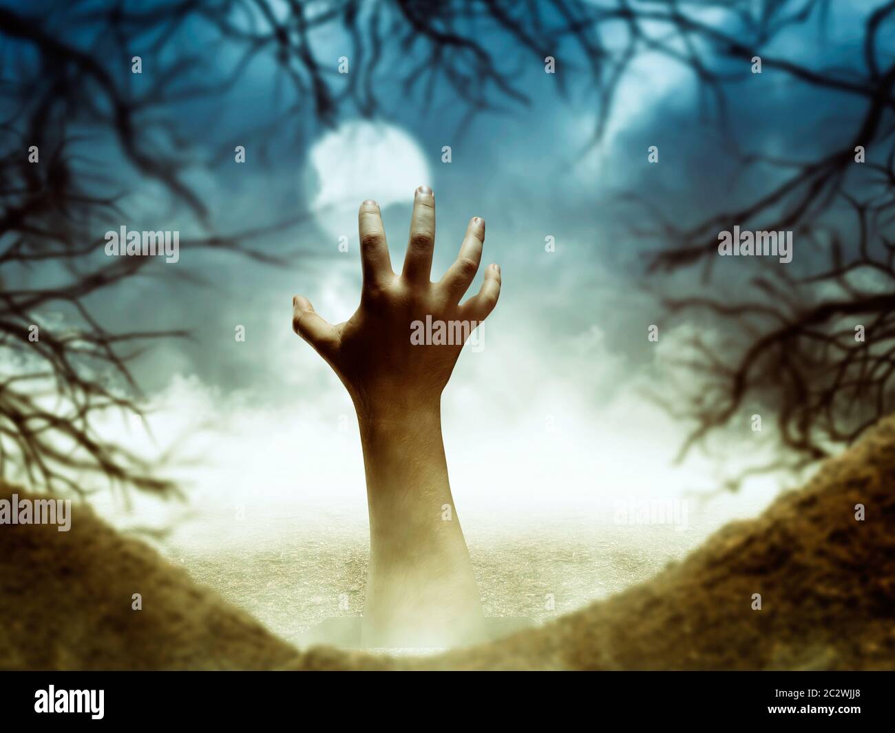 Zombie hand rising from grave hi-res stock photography and images - Alamy