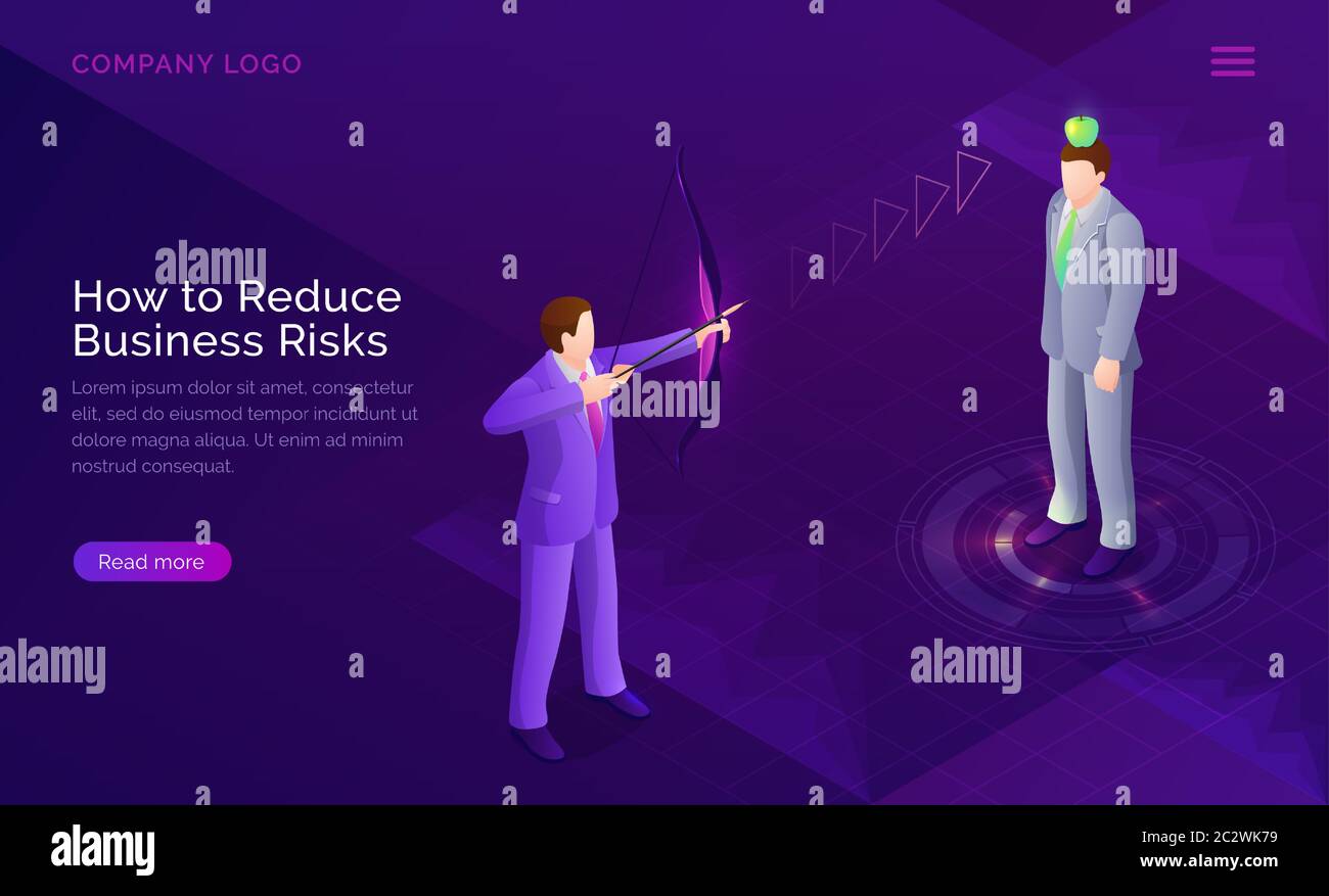 Business risk reduction, project assessment strategy isometric concept ...