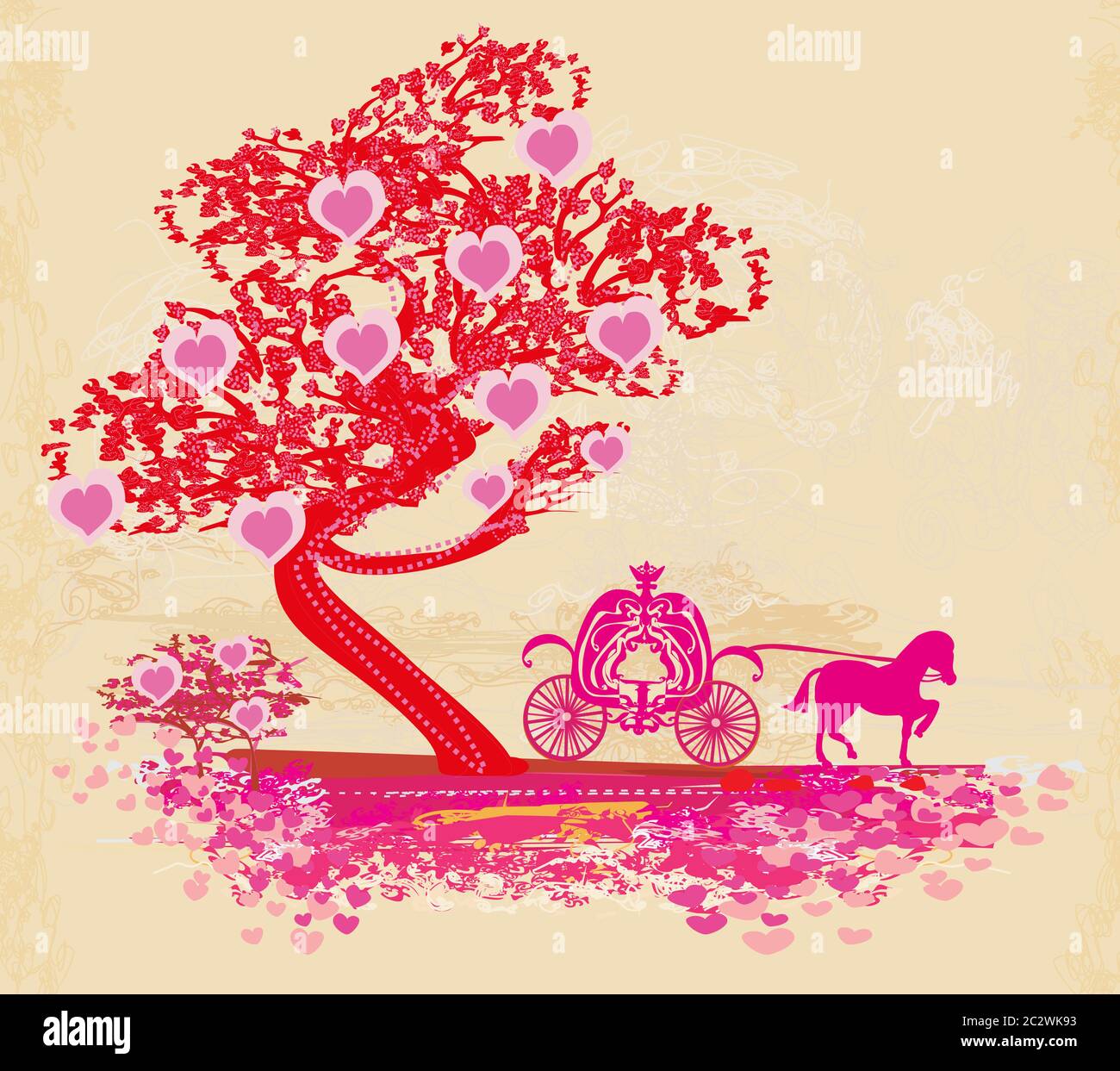 horse carriage and beautiful romantic tree Stock Photo - Alamy