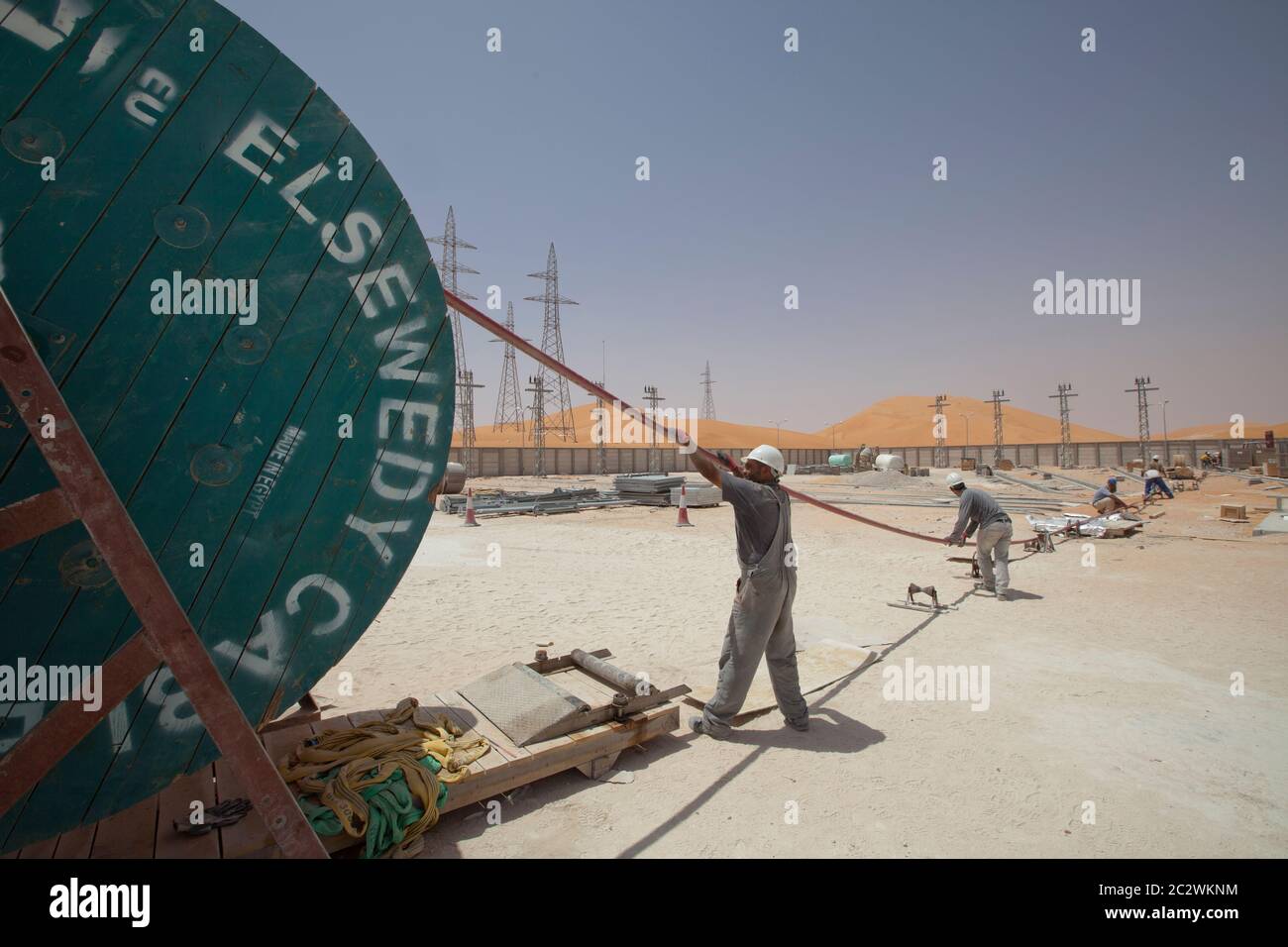 High power copper cables being installed at an electicity sub-station ...