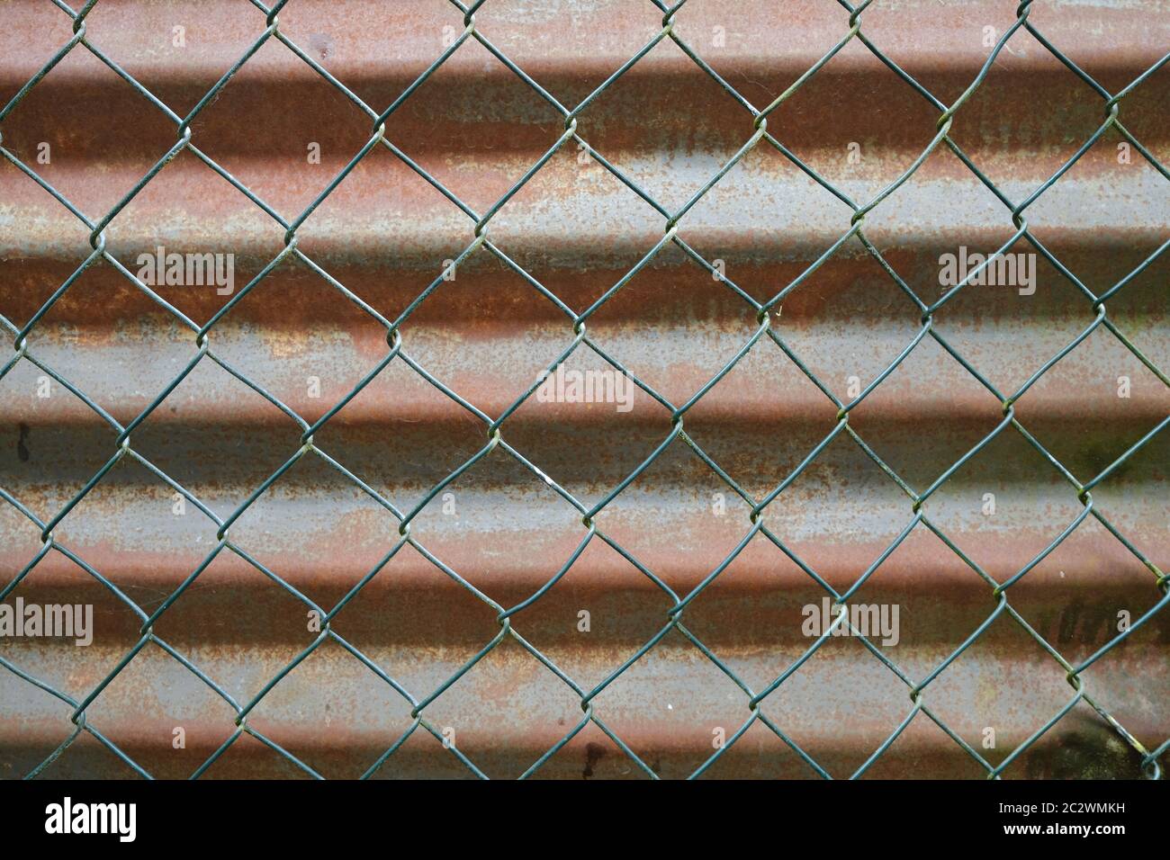 chain-link fence and corrugated-iron sheet Stock Photo - Alamy