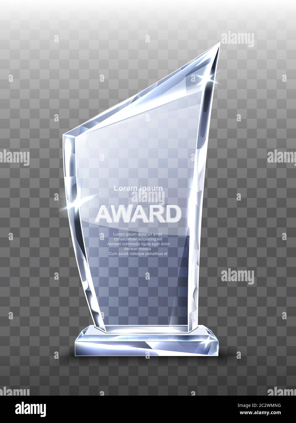 Award glass trophy isolated on transparent background. Acrylic ...
