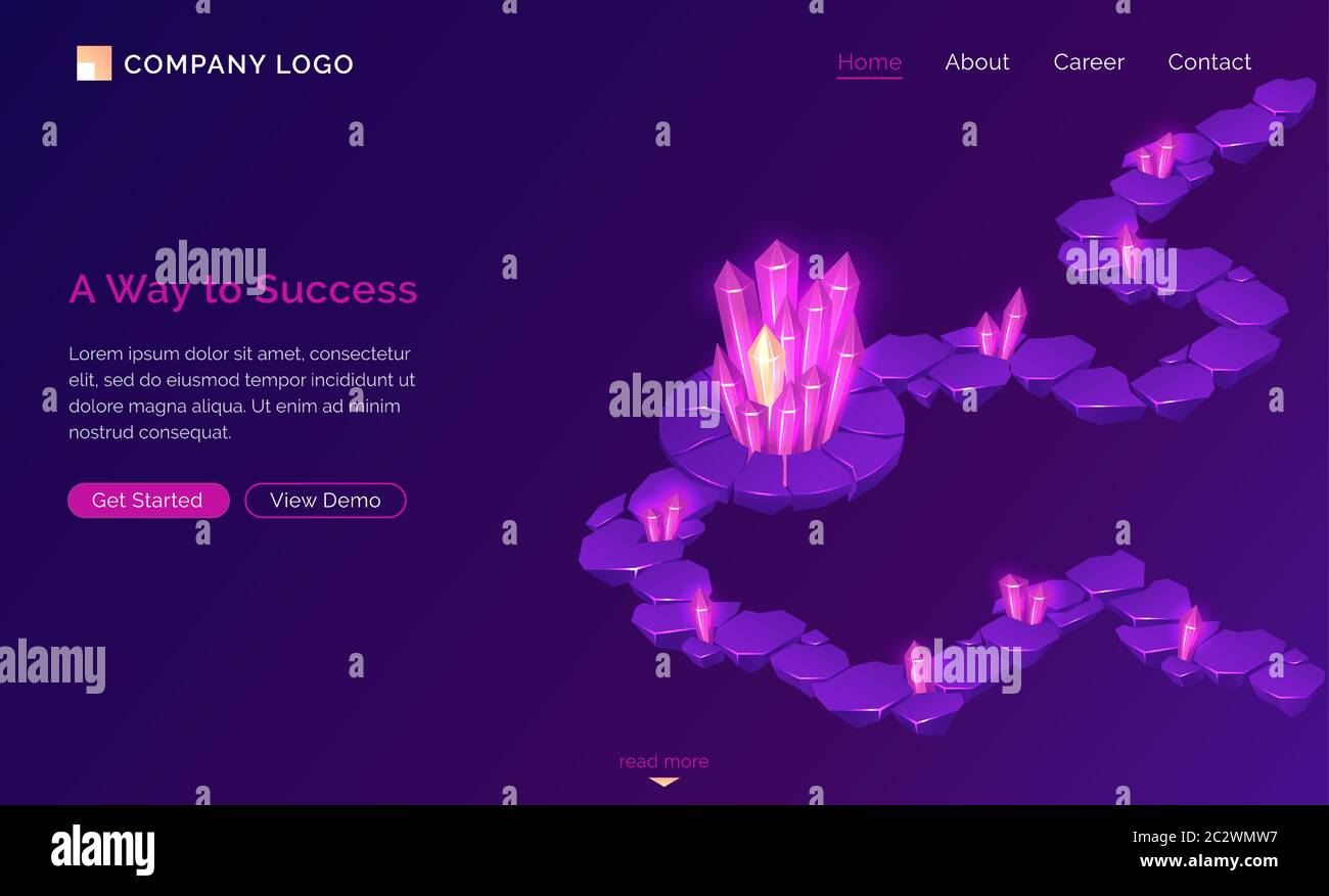 Way to success, vector isometric concept. Fantasy path maze or ...