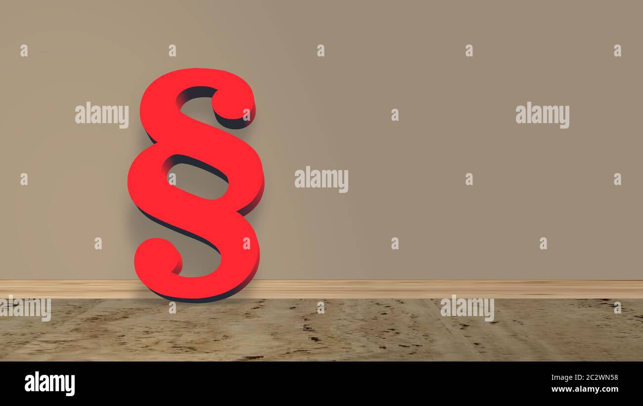 paragraph sign in red colour leaned against the wall Stock Photo - Alamy