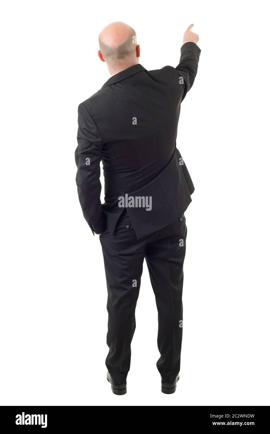 Back view of a business man pointing finger, isolated Stock Photo - Alamy
