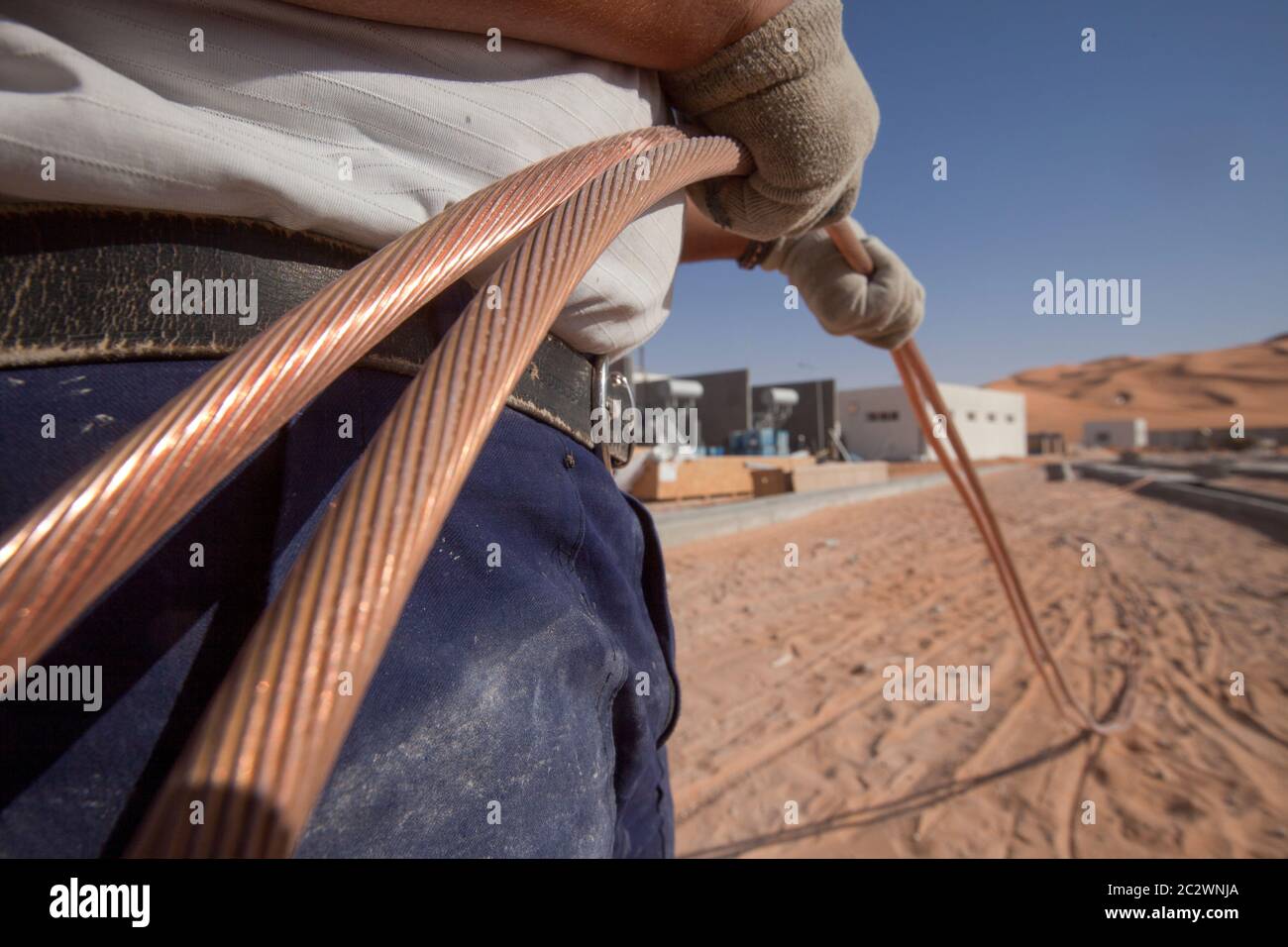 Copper contol cables being installed at being installed at a new oil ...