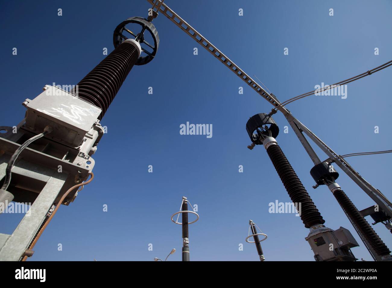 Terminals for high power copper cables being installed at an electicity ...