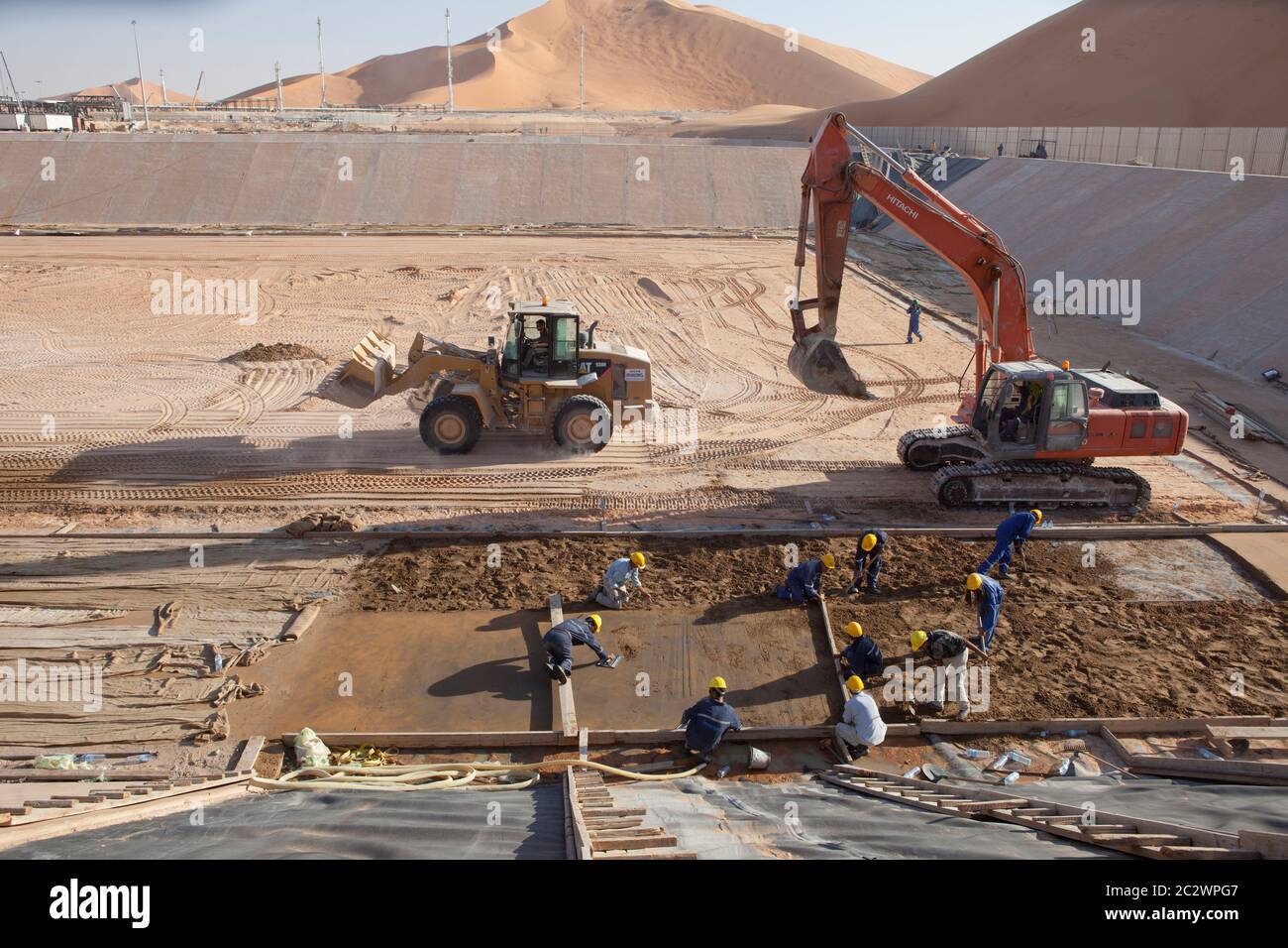 Large separation tanks being constructed during the building of a new ...