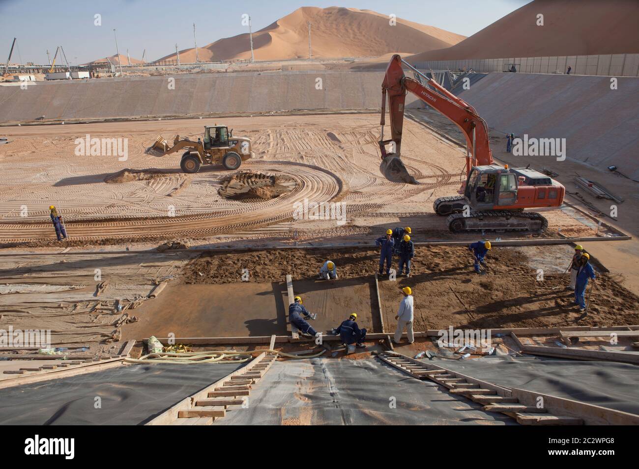 Large separation tanks being constructed during the building of a new ...